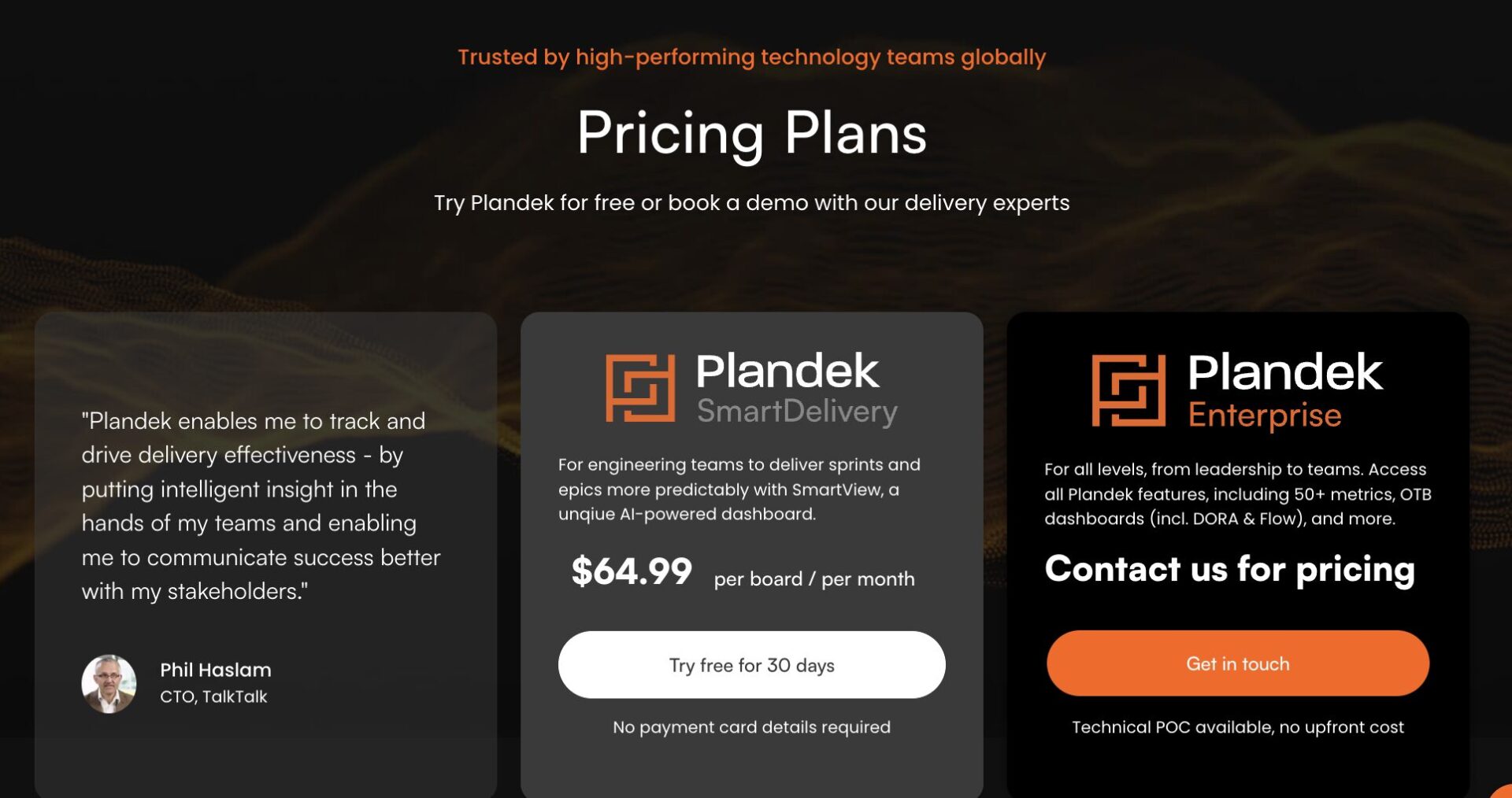 Pricing & Plans | Plandek Software Engineering Intelligence